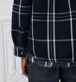 Dior Plaid Long-sleeved Shirt Jacket With Embroidered Pocket And Tasseled Hem