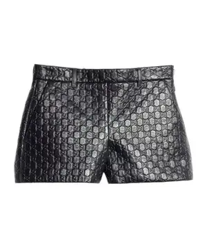 Gucci Gg Embossed Leather Shorts - Navy Blue
