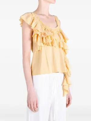 Dries Van Noten Asymmetrical Ruffled Tank Top - Yellow