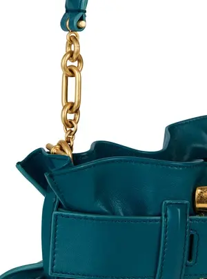 Balmain Mini Anthem Bag In Smooth Leather With Belt Detail - Blue