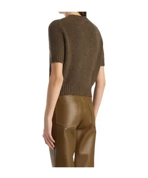 Khaite Nora Short-sleeve Cardigan - Artichoke