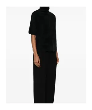Soft Goat High Neck Short-sleeved Knitwear