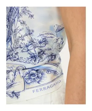 FERRAGAMO Halterneck Blouse With Voyage Print - Blue