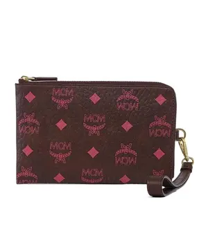 Mcm Ottomar Travel Pouch In Visetos - Red