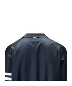 Thom Browne Shiny Ripstop 4-bar Zipped Track Jacket - Navy Blue