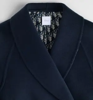 Dior Belted Cropped Double-breasted Peacoat - Navy Blue