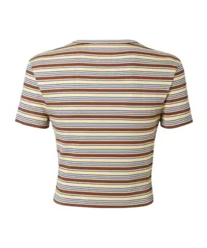 Fendi Striped Logo Patch Cropped T-shirt - Multi-color