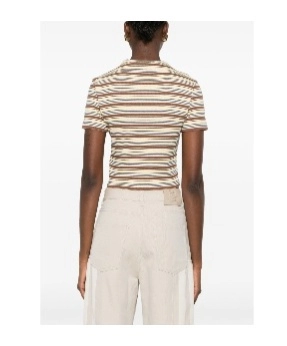 Fendi Striped Logo Patch Cropped T-shirt - Multi-color