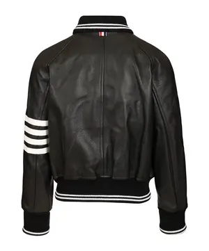 Thom Browne Striped Leather Bomber Jacket
