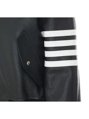 Thom Browne Striped Leather Bomber Jacket