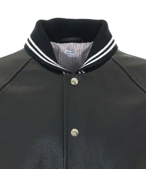 Thom Browne Striped Leather Bomber Jacket