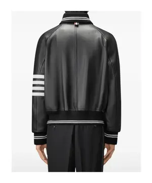 Thom Browne Striped Leather Bomber Jacket