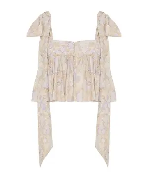 Chloé Printed Floral Tie Detail Crop Top
