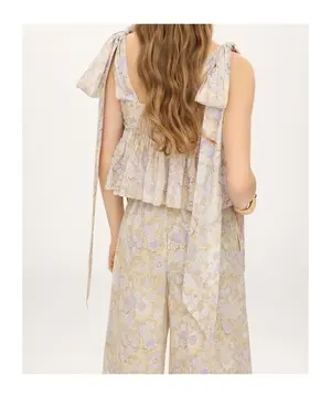 Chloé Printed Floral Tie Detail Crop Top