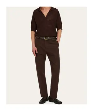 FERRAGAMO Short Sleeved Knitted Polo Shirt - Espresso