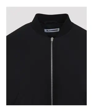 JIL SANDER Ribbed-trim Zip-up Bomber Jacket - Black