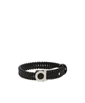 FERRAGAMO Braided Bracelet With Gancini Buckle - Black
