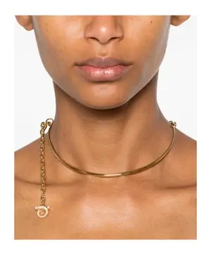 FERRAGAMO Gold-polished Chain Necklace With Gancini Pendant
