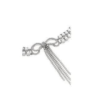 SELF-PORTRAIT Crystal Bow Necklace - White