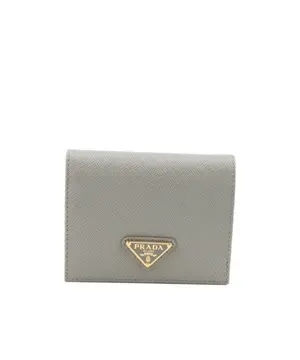 Prada Small Saffiano-leather Triangle-logo Wallet - Gray