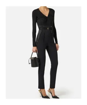 Elisabetta Franchi Draping Crepe Jersey Bodysuit With Knot Detail