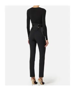 Elisabetta Franchi Draping Crepe Jersey Bodysuit With Knot Detail