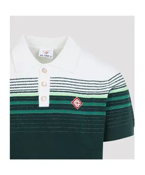 Casablanca Logo Patch Stripe Knitted Polo Shirt