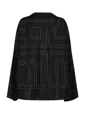 TOTEME Monogram-print Satin Shirt - Black