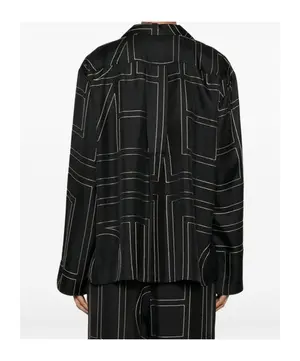 TOTEME Monogram-print Satin Shirt - Black