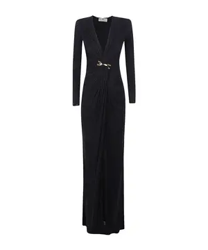 Elisabetta Franchi Draped Long Sleeve Gown