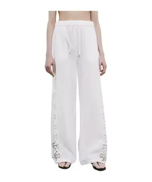 Patrizia Pepe Wide Leg Pants With Floral Embroidery
