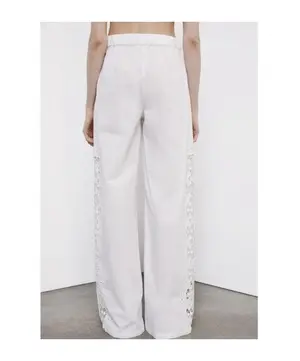 Patrizia Pepe Wide Leg Pants With Floral Embroidery