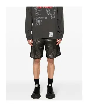 Mihara Yasuhiro Logo Patch Satin Bermuda Shorts