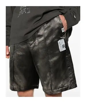 Mihara Yasuhiro Logo Patch Satin Bermuda Shorts
