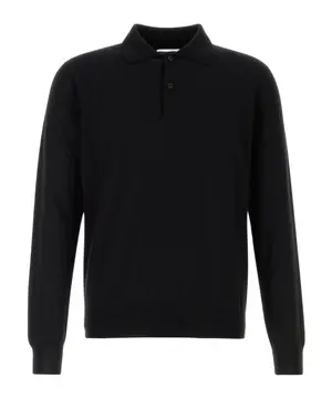 THE ROW Long-sleeved Knitted Polo Shirt - Black