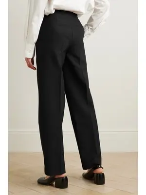 RÓHE Woven Straight Leg Pleated Casual Pants - Black