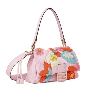 Fendi Mamma Baguette Medium Beaded Floral Embellished Baguette