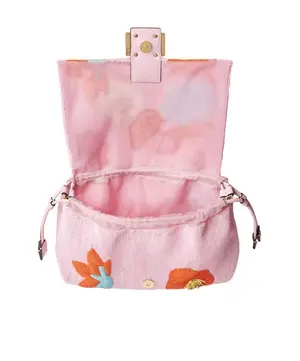 Fendi Mamma Baguette Medium Beaded Floral Embellished Baguette