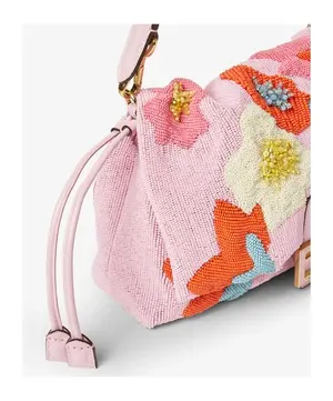 Fendi Mamma Baguette Medium Beaded Floral Embellished Baguette