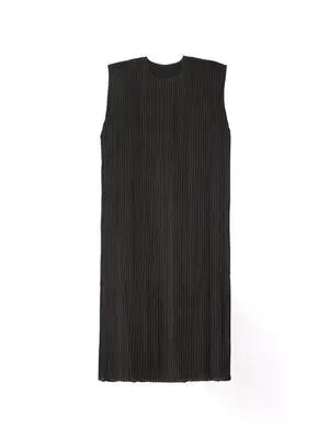 Issey Miyake Pleated Sleeveless Mini Dress - Black