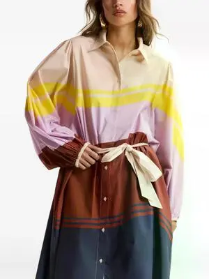 Essentiel Antwerp Stripe Print Belted Midi Shirt Dress