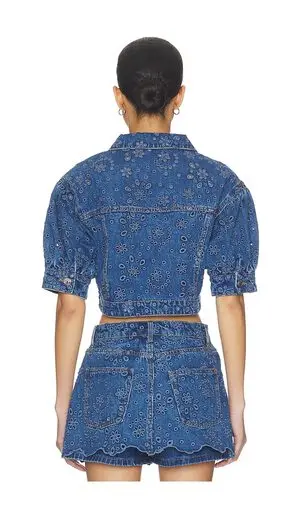 Steve Madden Embroidered Denim Cropped Jacket