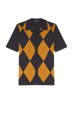 Fred Perry Argyle Button Knitted Shirt In . Also - Blue