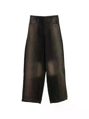 Adidas X Avavav Faded-effect Wide-leg Jeans - Grey