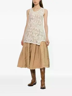 Comme Des Garçons Floral Lace Sleeveless T-shirt - Neutrals