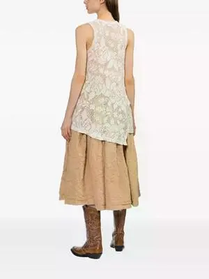 Comme Des Garçons Floral Lace Sleeveless T-shirt - Neutrals