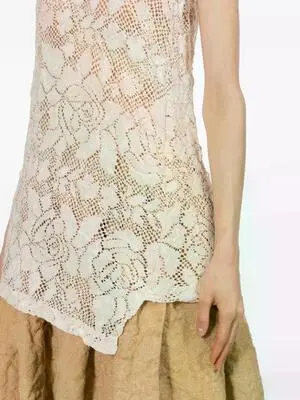 Comme Des Garçons Floral Lace Sleeveless T-shirt - Neutrals