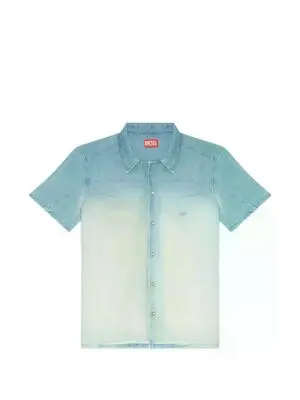 DIESEL® Short-sleeve Shirt In Fluid Overdyed Denim - Blue