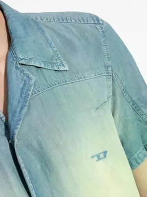 DIESEL® Short-sleeve Shirt In Fluid Overdyed Denim