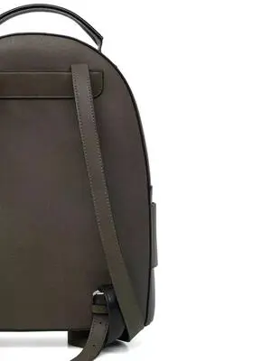 Armani Exchange Grained Leather Backpack With Logo Plaque